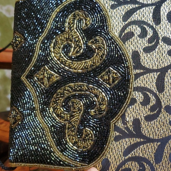 Genie | Bags | Vintage Genie Black And Gold Beaded Sequined Zipper ...